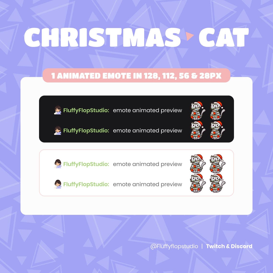 Christmas Cat Animated Emote Cute Lights Youtube/twitch/discord Ready ...