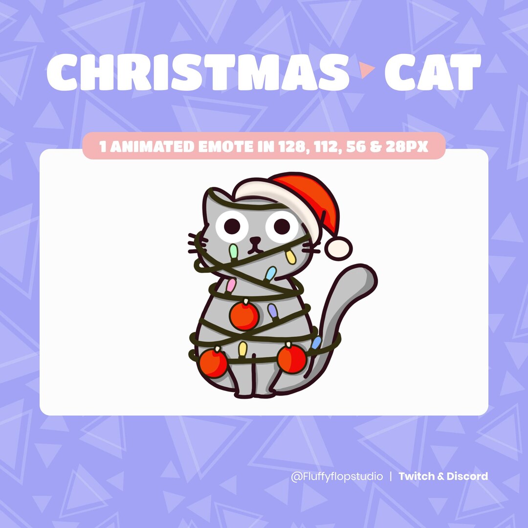Christmas Cat Animated Emote Cute Lights Youtube/twitch/discord Ready ...