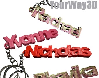 Personalized Name Keychain - 3D Printed - Custom Keyring Gift, Party ...
