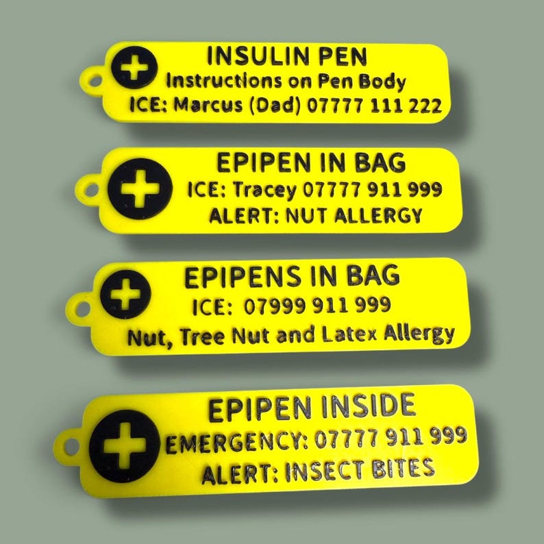 Custom Allergy Alert Keychain: Emergency EPIPEN IN BAG Tag - 3 for 2 ...