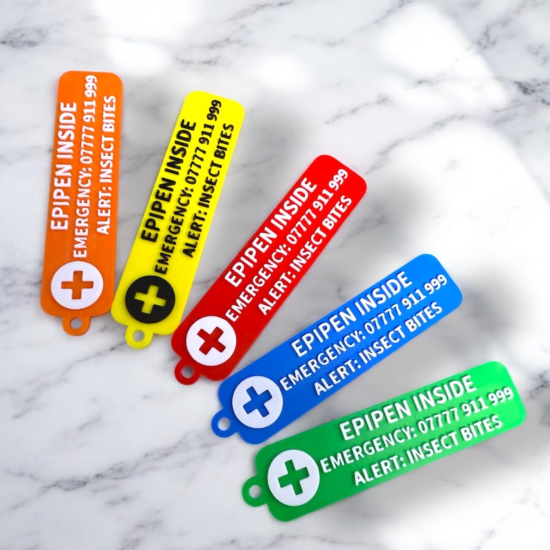 Custom Allergy Alert Keychain: Emergency EPIPEN IN BAG Tag - 3 for 2 ...