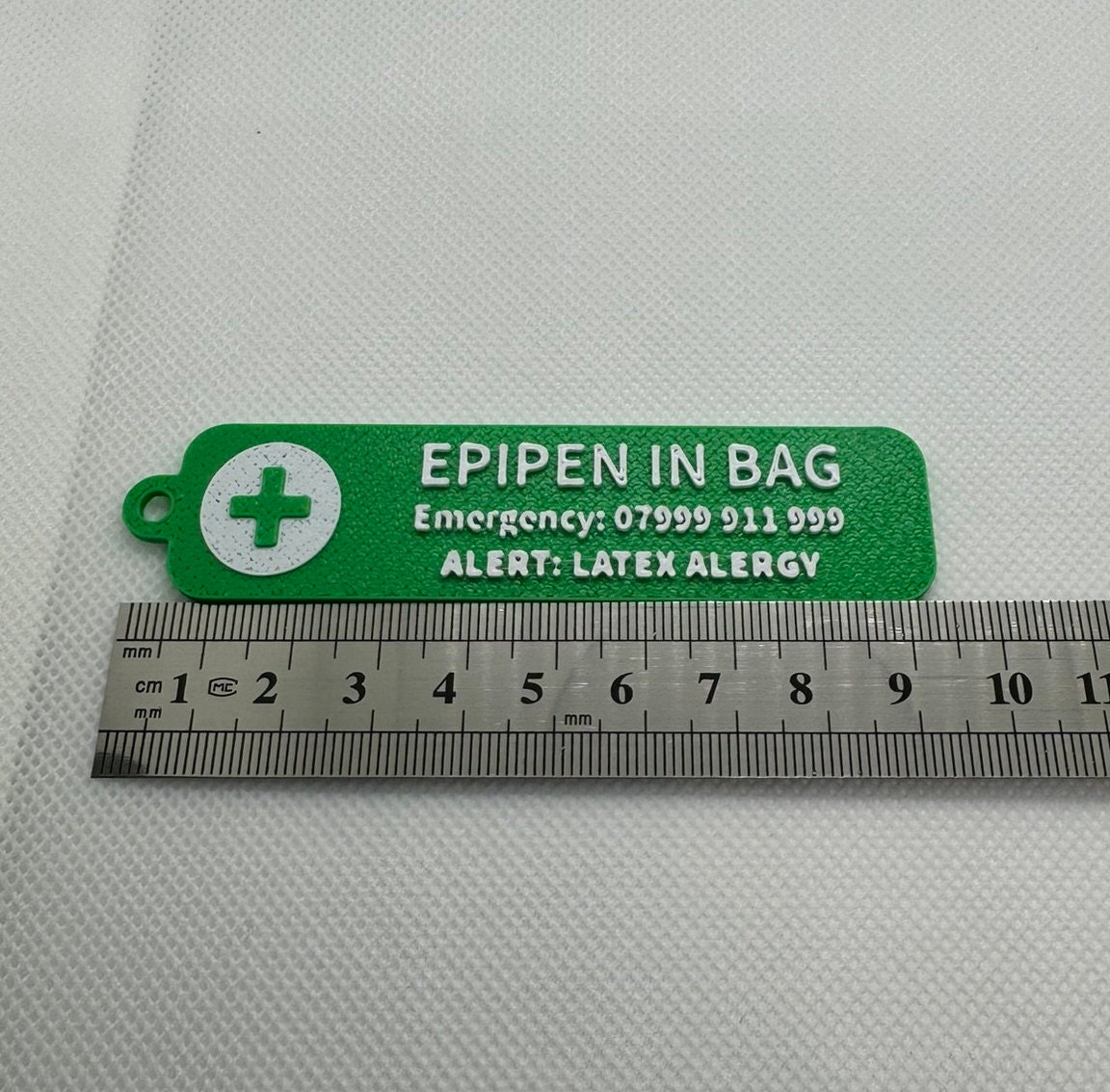 EPIPEN IN BAG Keychain Custom Allergy Emergency Alert Tag Personalised Emergency Contact Keyring ...