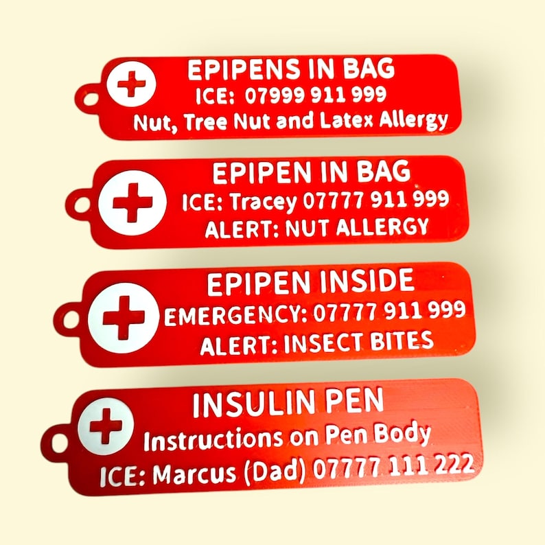 Custom Allergy Alert Keychain: Emergency EPIPEN IN BAG Tag - 3 for 2 ...