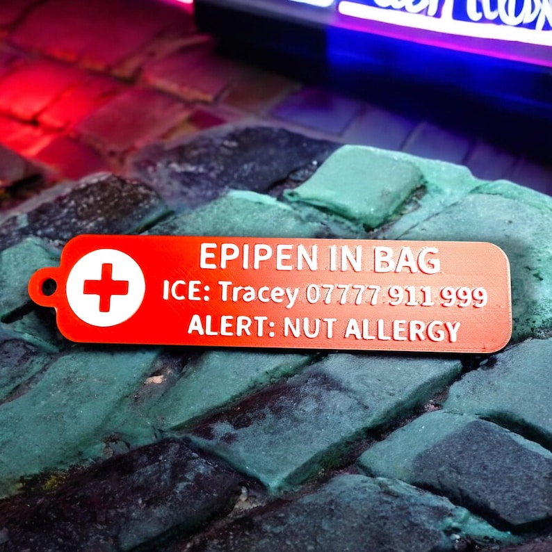 Custom Allergy Alert Keychain: Emergency EPIPEN IN BAG Tag - 3 for 2 ...