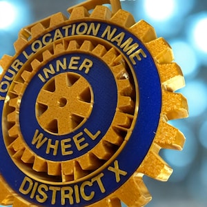 Custom Inner Wheel Medallion: 3D Printed Blue & Gold Award - Etsy