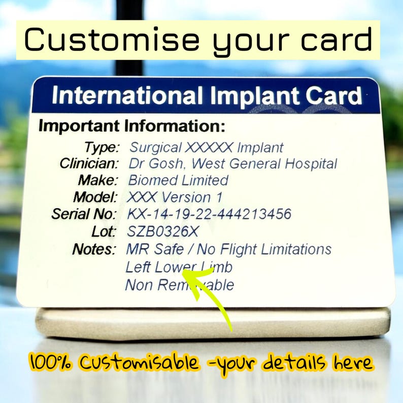 Custom Medical Implant Card: Personalized Patient Device ID - Etsy