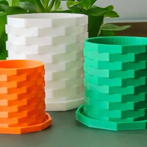 Modern 3D Printed Plant Pot: Plant-based Indoor Planter With Drip Tray ...