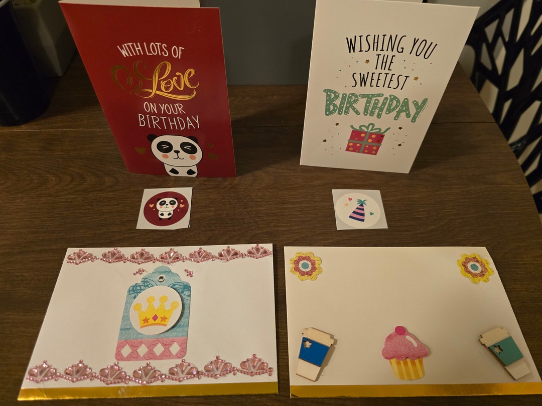 Birthday Card Set 24 Cards, 4 Envelopes, 4 Stickers - Etsy