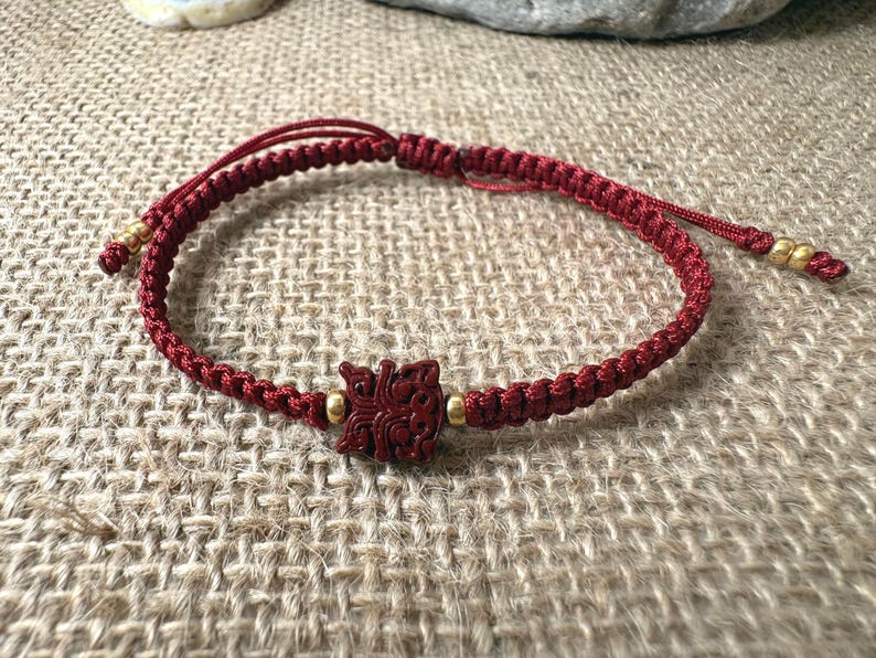 Red String Chinese Dragon Symbol Hand Woven Bracelet - Etsy