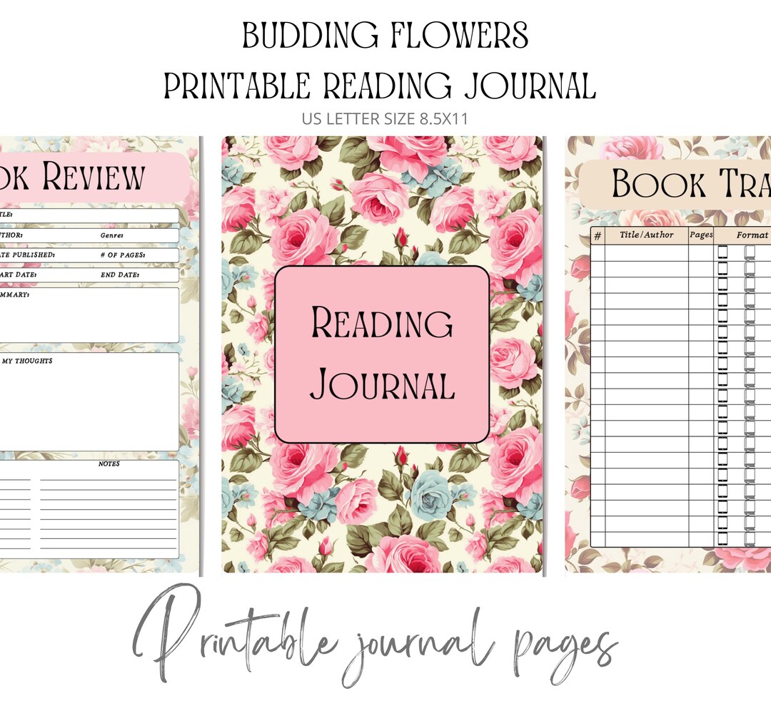 Budding Flowers Printable Reading Journal, Reading Planner, Book ...