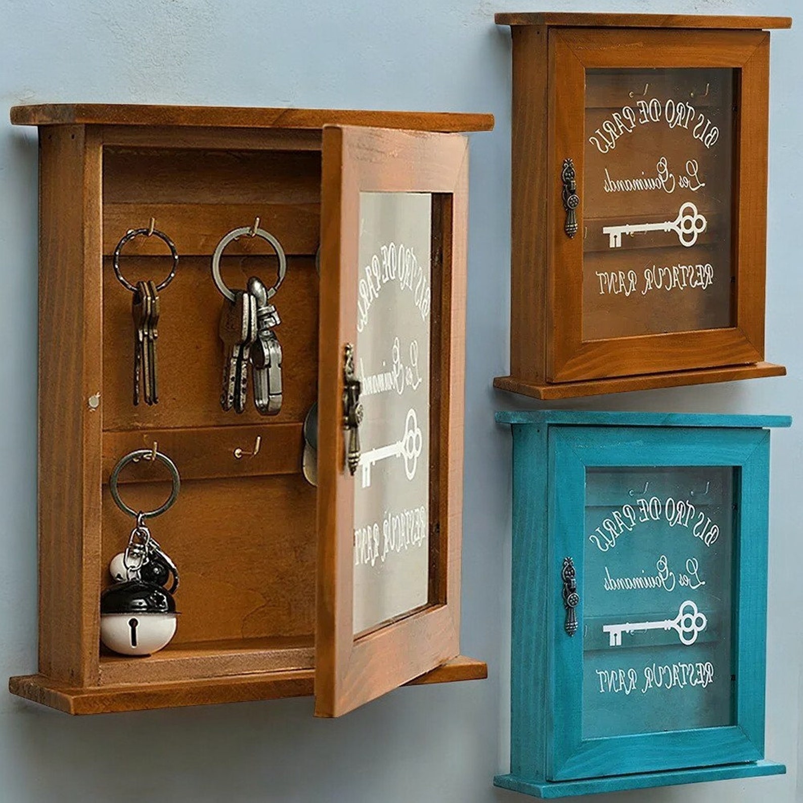 Charming Wooden Key Storage Box With Hook Rack Organizer - Etsy
