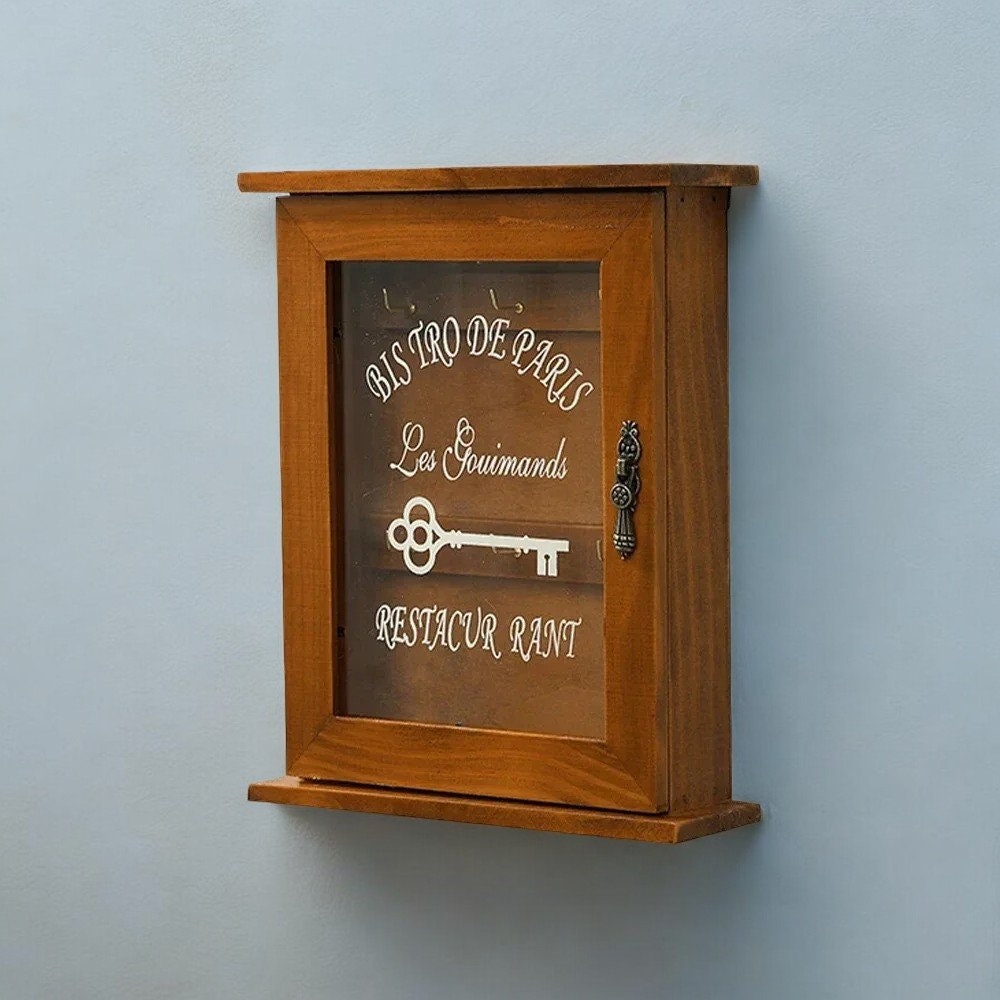Charming Wooden Key Storage Box With Hook Rack Organizer - Etsy