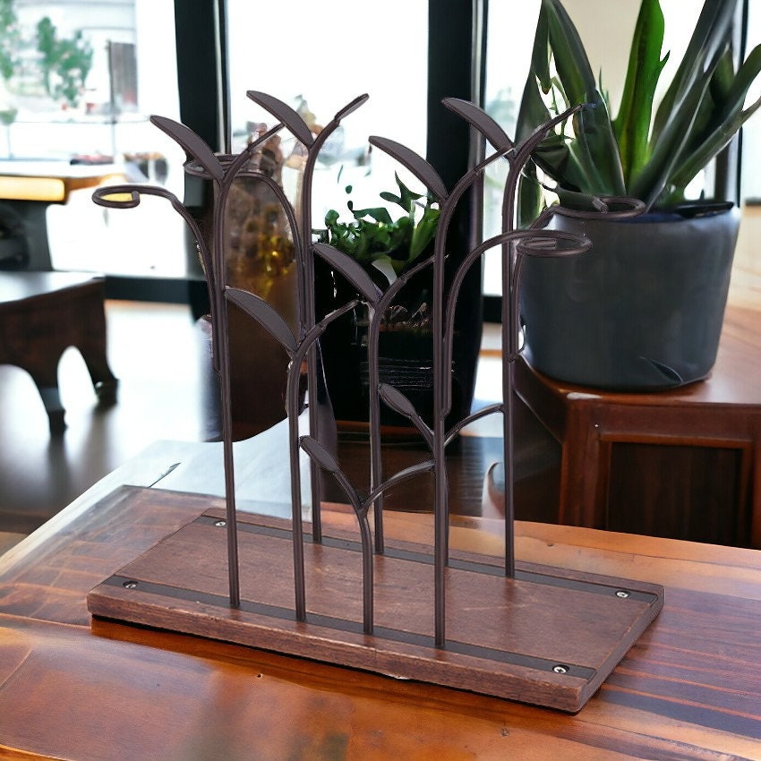 Iron Wire Forest Leaf Wine Rack Stand Wine Display Hanging Drinking ...