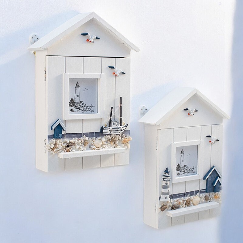 Mediterranean Wooden Key Holder Box for Wall Mounted Storage - Etsy