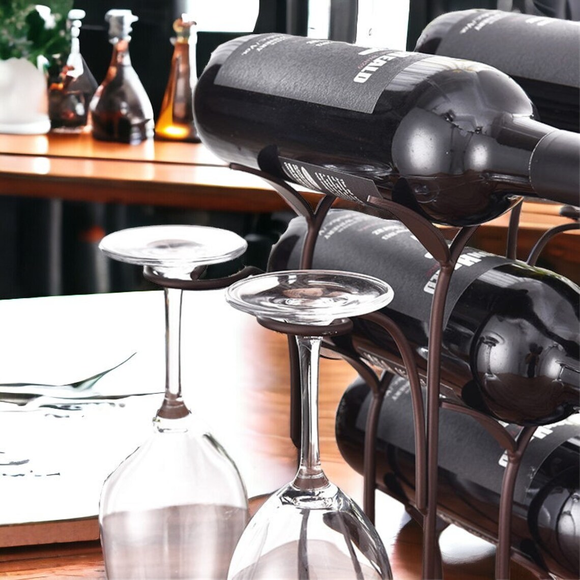 Iron Wire Forest Leaf Wine Rack Stand Wine Display Hanging Drinking ...