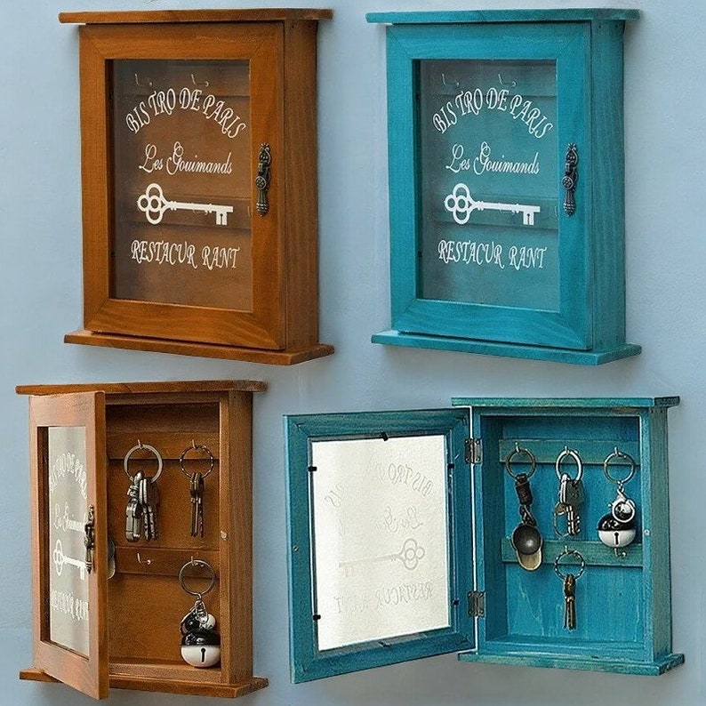 Charming Wooden Key Storage Box With Hook Rack Organizer - Etsy