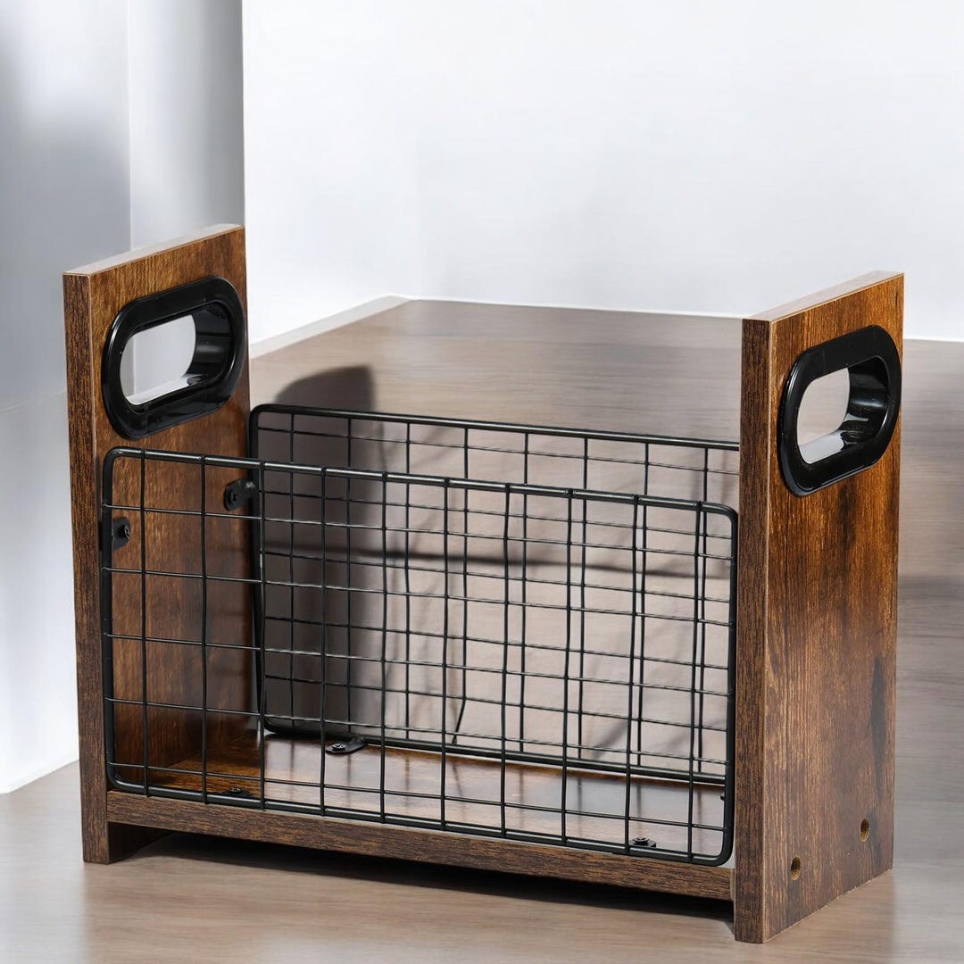 Rustic Metal and Wood Magazine File Holder Mail and File Organizer for ...