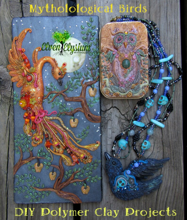 DIY Polymer Clay and Glass Bead Crow Necklace PDF Tutorial by Elven ...