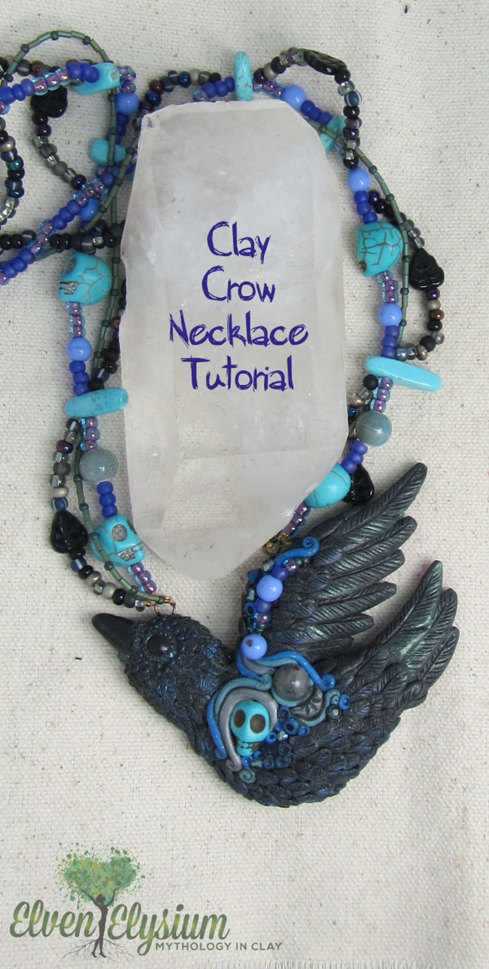 DIY Polymer Clay and Glass Bead Crow Necklace PDF Tutorial by Elven ...