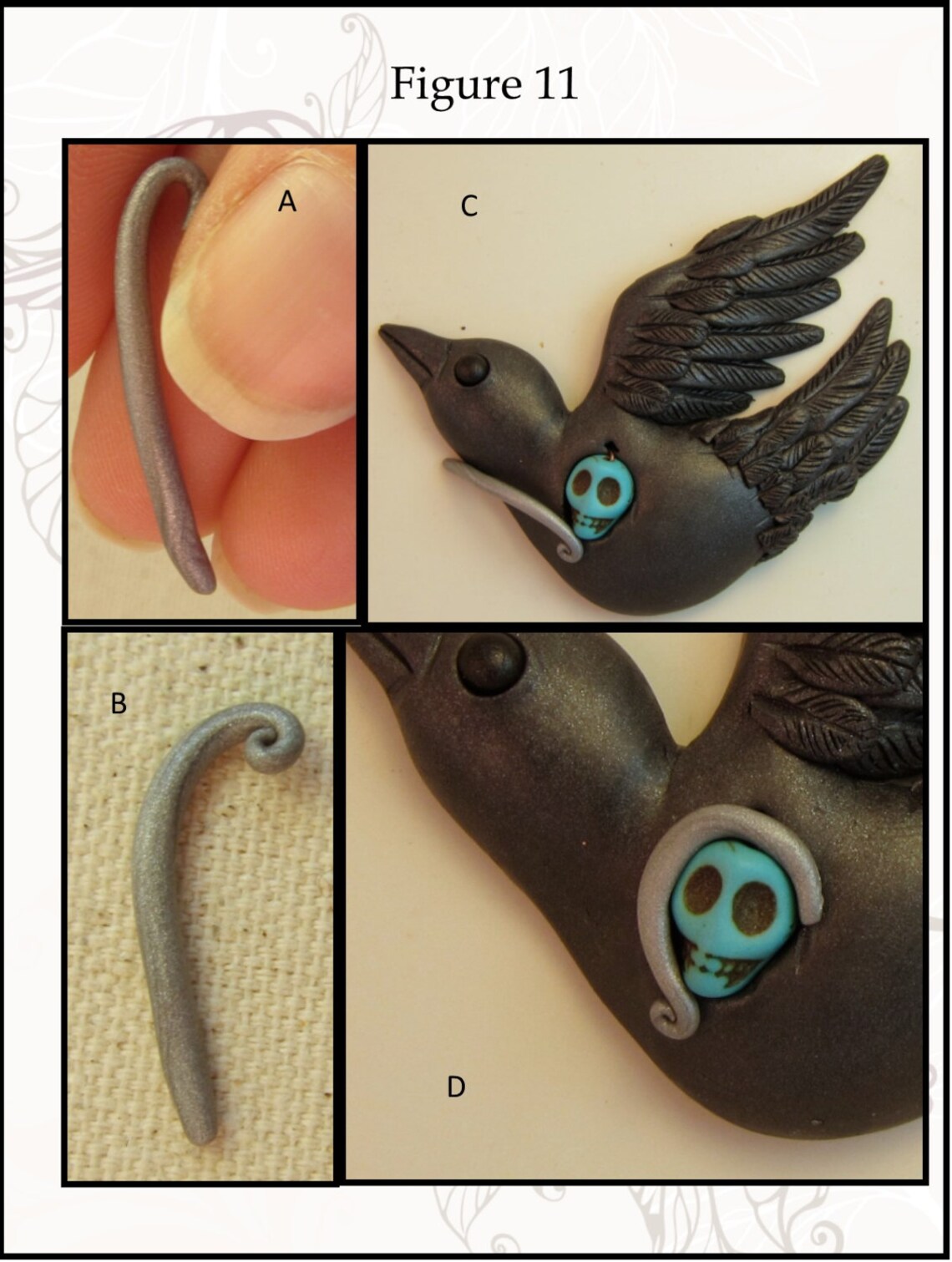 DIY Polymer Clay and Glass Bead Crow Necklace PDF Tutorial by Elven ...
