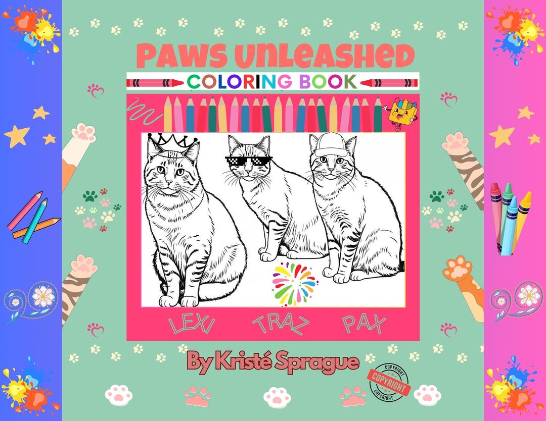 Cat Coloring Book Digital Download – Paws Unleashed With Lexi, Pax, and ...