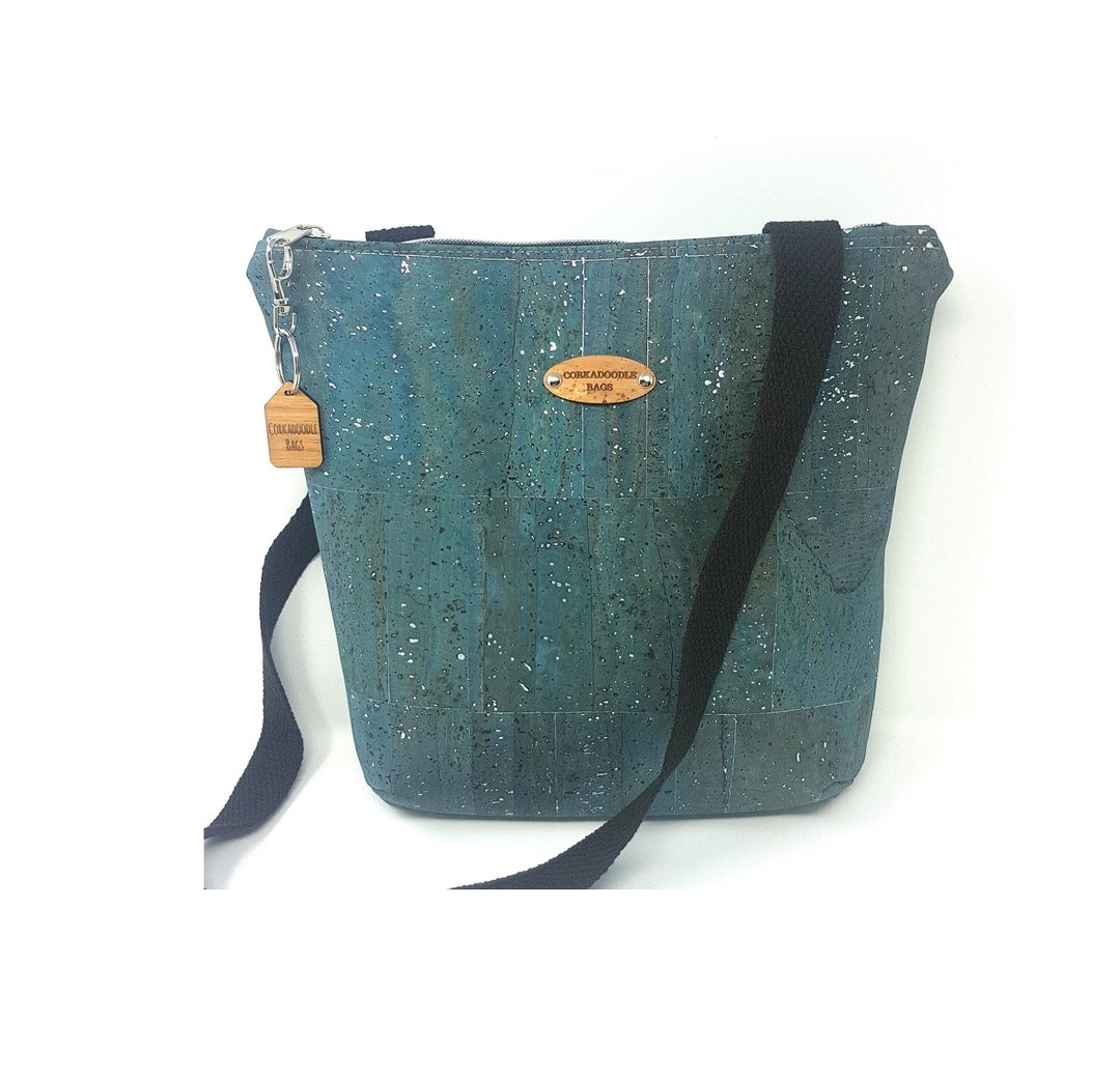 Cork Leather Turquoise Silver Vegan Eco Friendly Handbag Purse, Gift ...