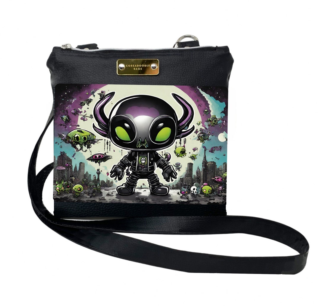 Alien Invasion Cartoon Crossbody Handbag, Shoulder Bag, Sci-fi Lovers ...