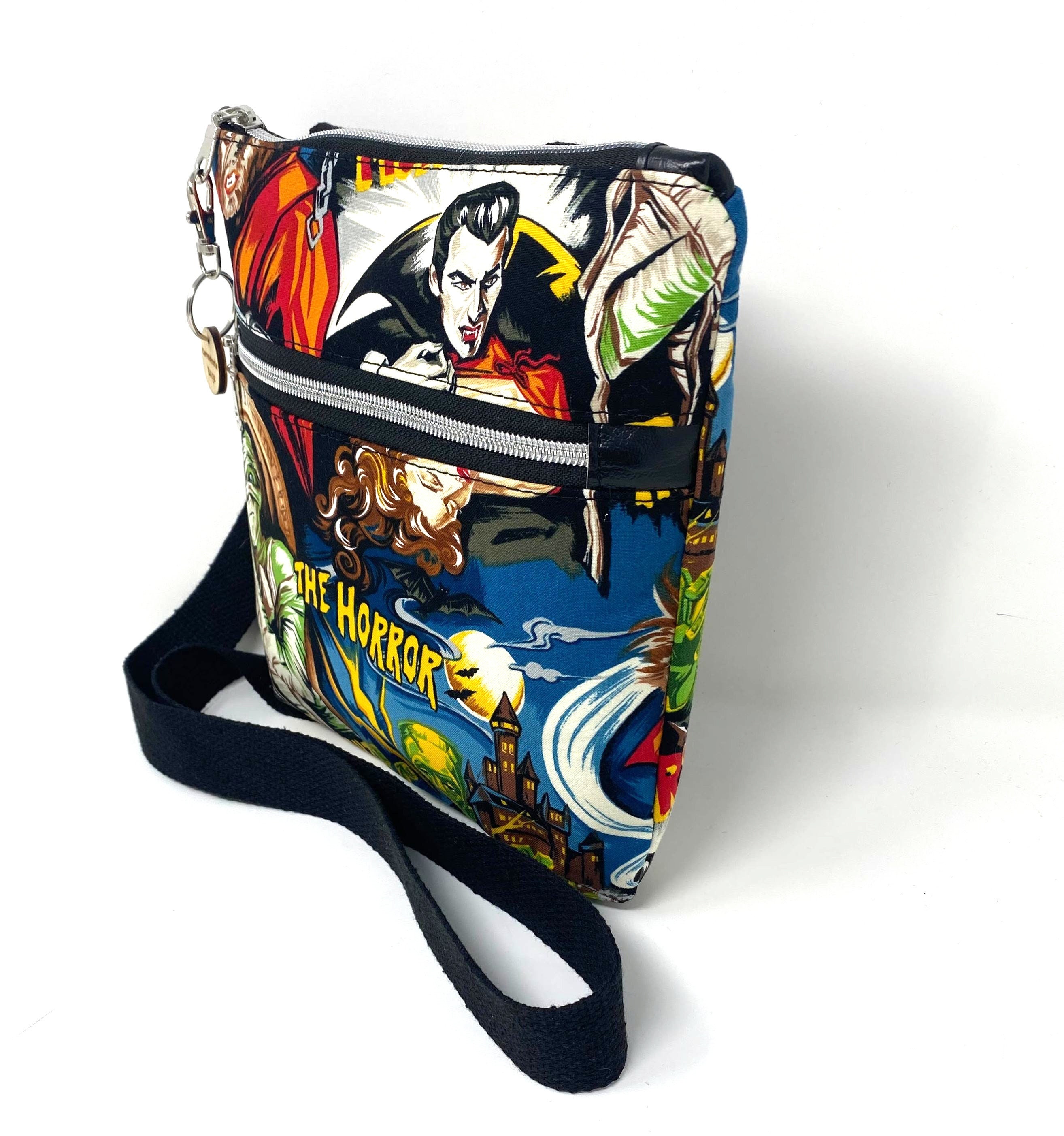 Hollywood Horror Monster Movies Double Zip Crossbody Handbag, Shoulder ...