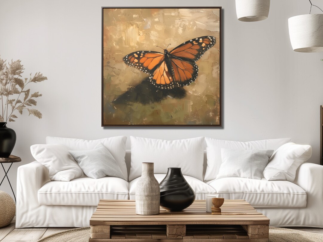Monarch Butterfly Wall Art Canvas, Butterfly Oil Painting, Kitchen Art ...