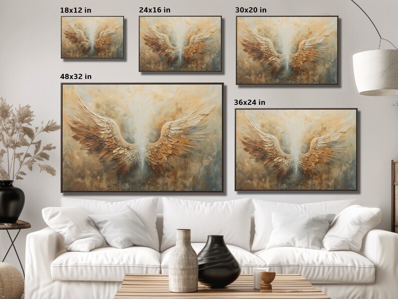 Angel Wing Wall Art, Angel Oil Painting, Interior Design Ideas, Framed ...