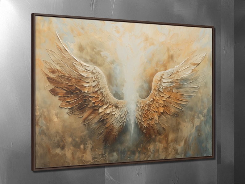 Angel Wing Wall Art, Angel Oil Painting, Interior Design Ideas, Framed ...