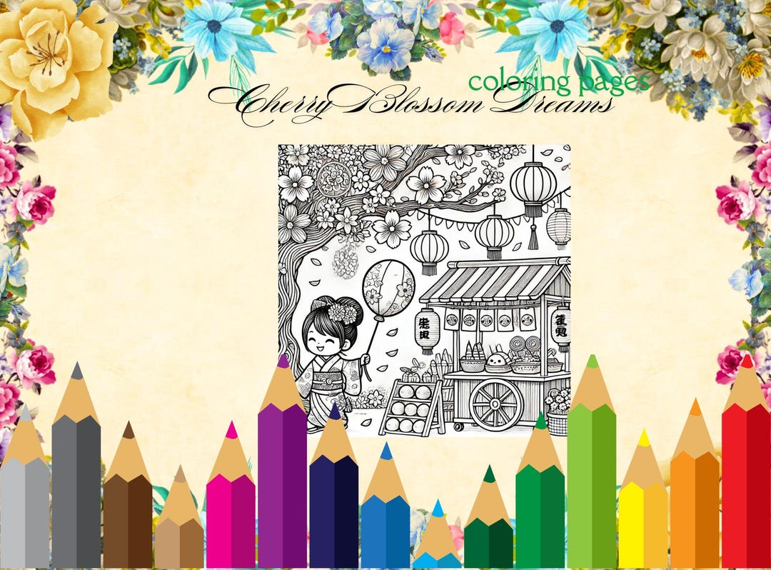 Cherry Blossom Dreams: Japanese Sakura Coloring Book for Kids and ...