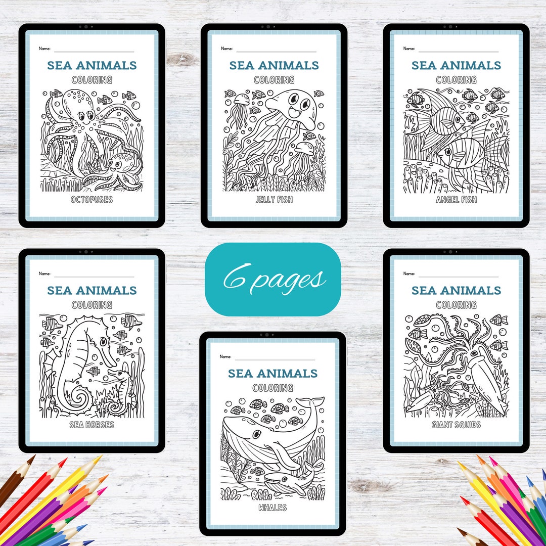 Sea Animal Coloring Pages for Kids, Ocean Coloring Book, Preschool ...