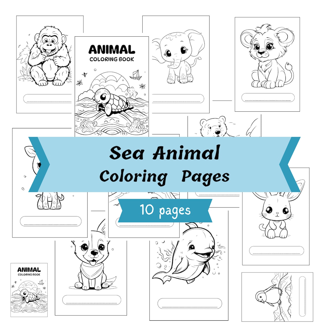 Sea Animals Coloring Pages Printable Animal Colouring Page Under the ...