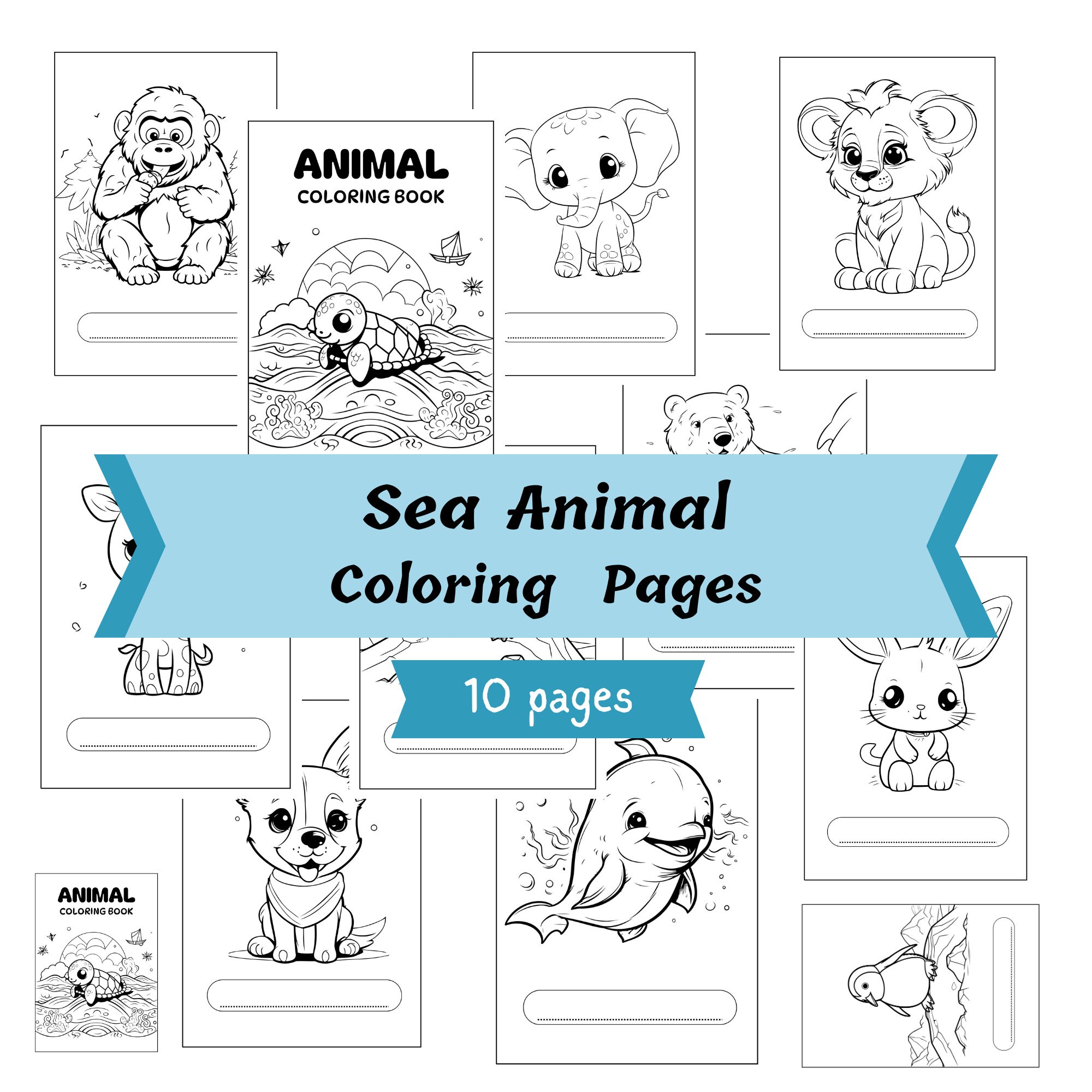 Sea Animals Coloring Pages Printable Animal Colouring Page Under the ...