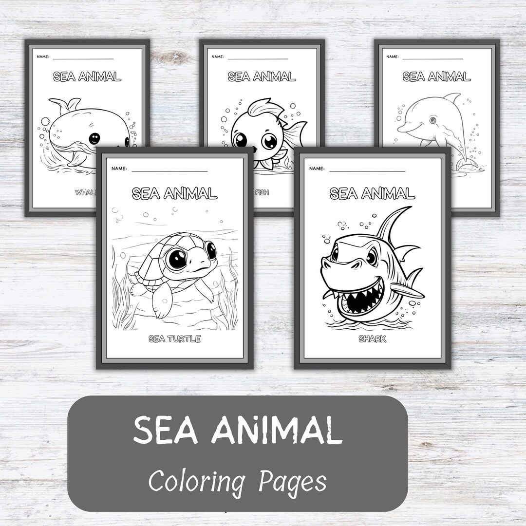 Cute Sea Animal Coloring Pages Printable PDF, Under the Sea Coloring ...