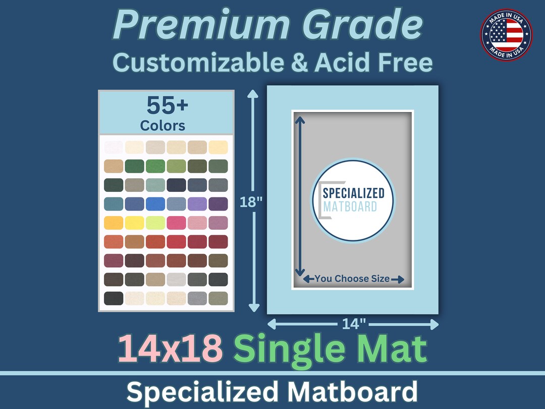 14x18 Custom Premium Matboard 50 Colors Acid Free 14x18 Matboard Any ...