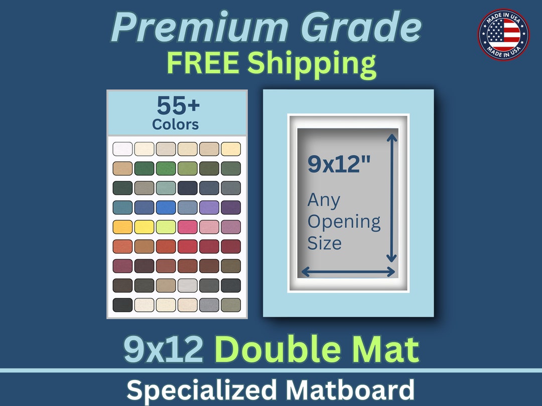 9x12 Custom Premium Double Matboard | 50+ Colors | Acid Free | 9x12 ...