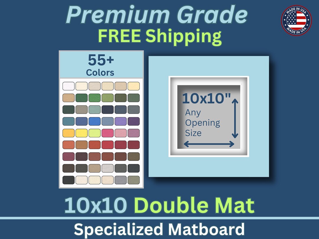 10x10 Custom Premium Double Matboard | 50+ Colors | Acid Free | 10x10 ...