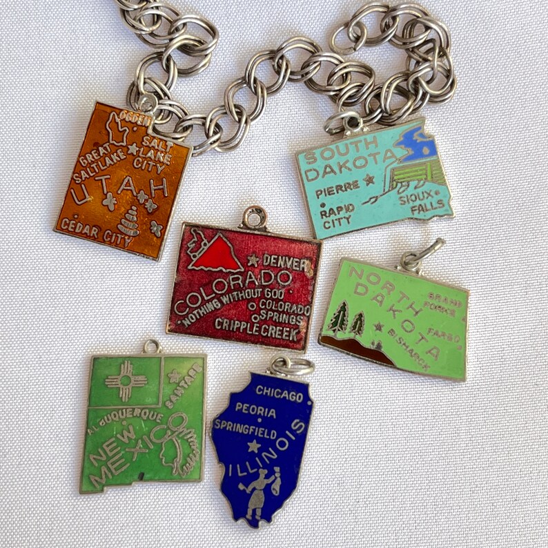 Vintage Enameled US State Charms. Sterling Silver. Travel - Etsy