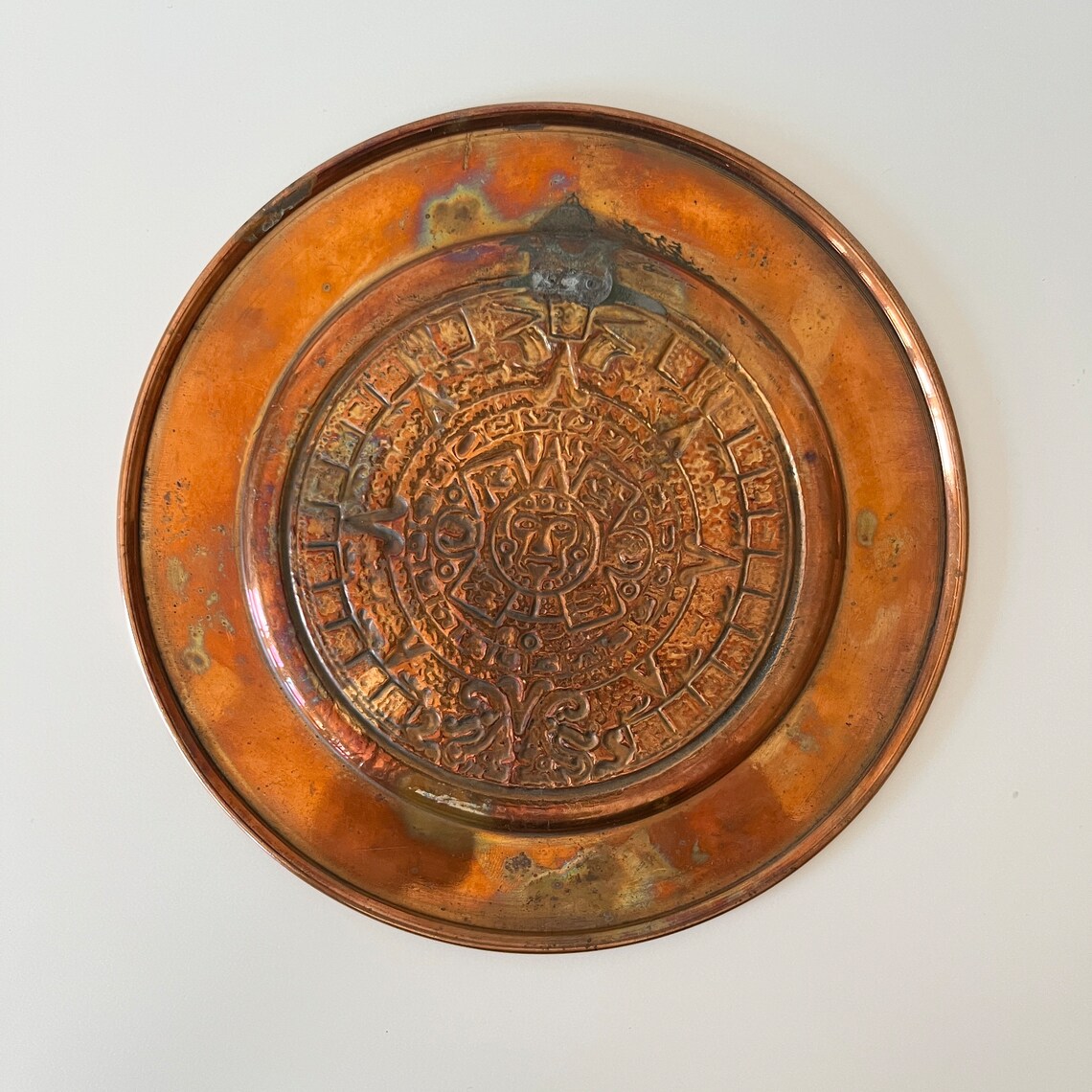 Mexican Travel Souvenir, Aztec Sundial, Mayan Calendar. Small Copper ...