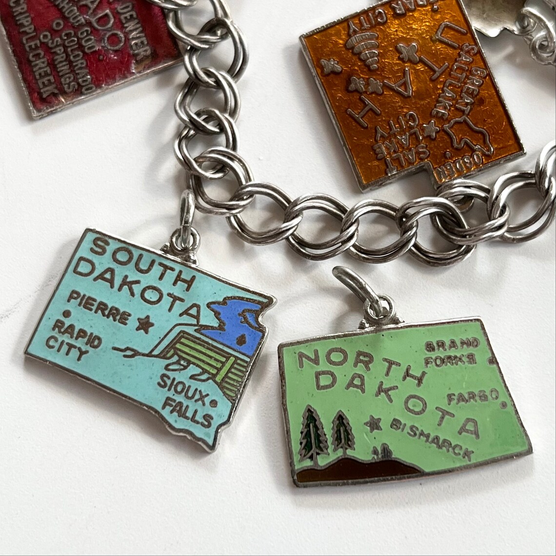 Vintage Enameled US State Charms. Sterling Silver. Travel - Etsy