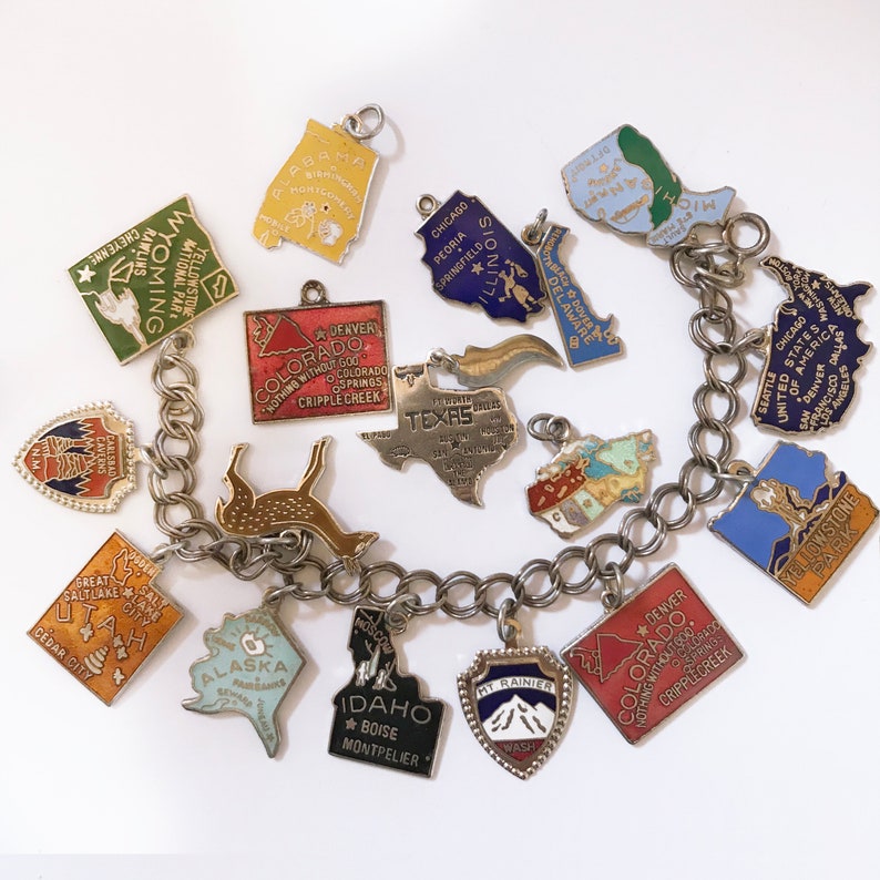 Vintage Enameled US State Charms. Sterling Silver. Travel - Etsy