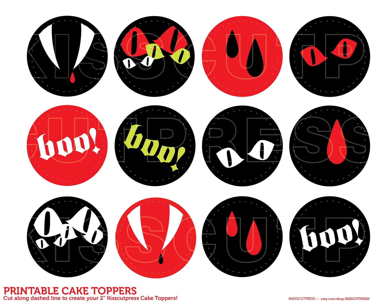 Printable Vampire CAKE TOPPER // Virtual Halloween Party DIY - Etsy