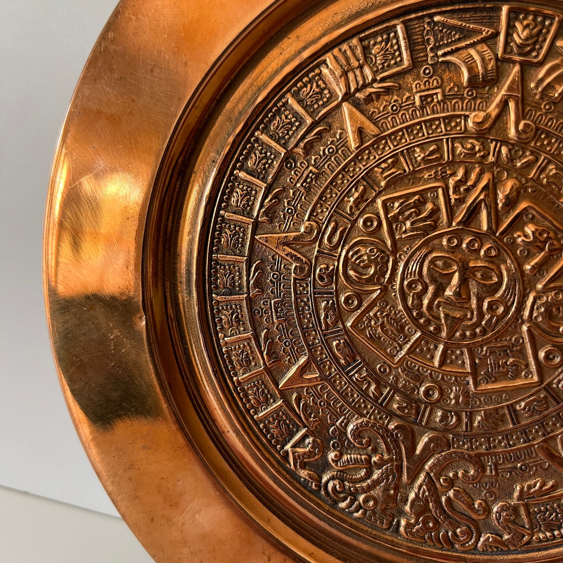 Mexican Travel Souvenir, Aztec Sundial, Mayan Calendar. Small Copper ...