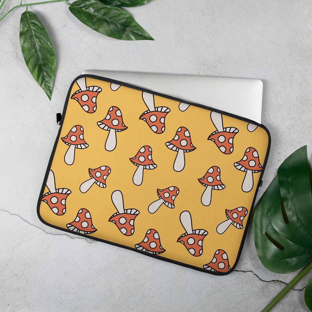 Stylish Boho Mushroom Laptop Sleeve, Padded Neoprene Protection, Chic ...