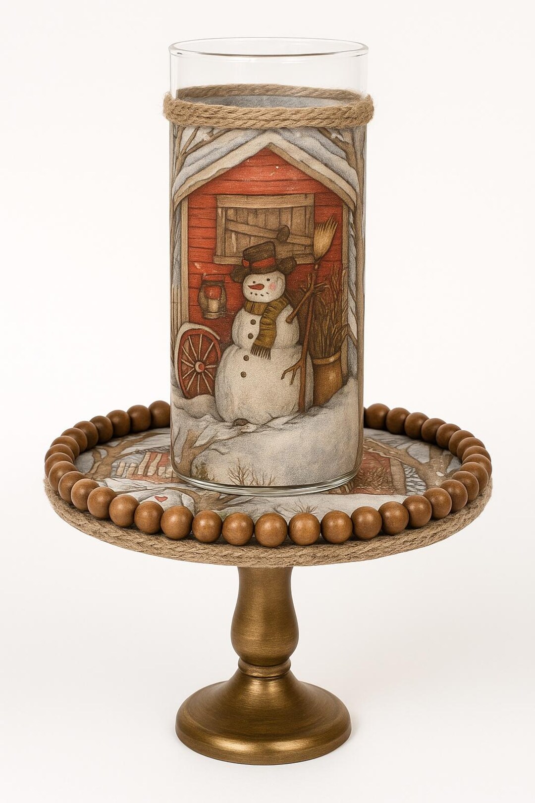 Rustic Snowman Riser Stand & Candle Holder – Winter Cabin Christmas ...