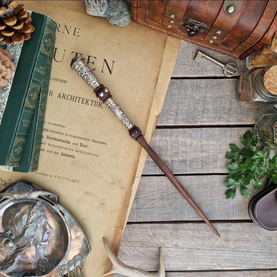 Walnut Magic Wand With Metal Applications - Etsy