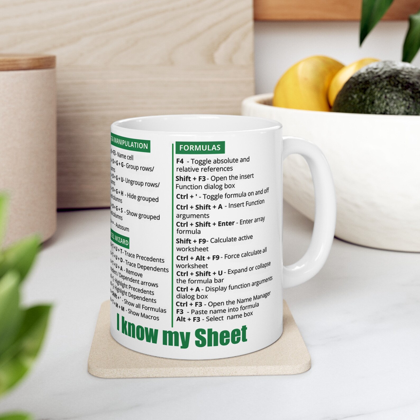 Excel Shortcuts Spreadsheet Office Mug Colleagues Coworker Funny Mugs ...