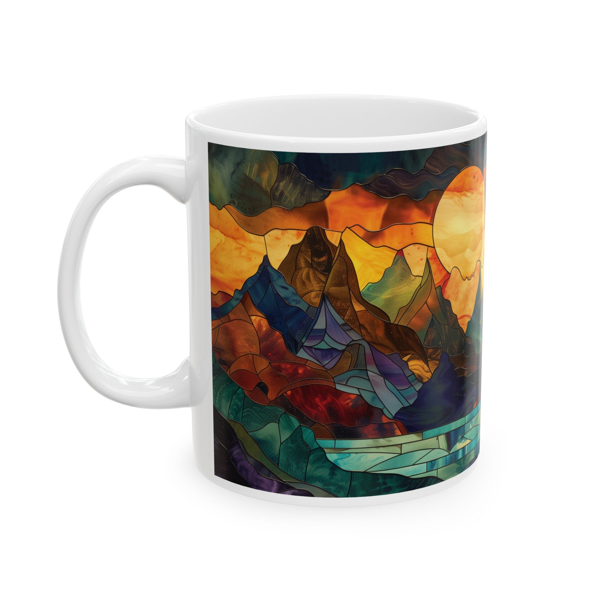 Stained Glass Mountain Sunset Mug Nature Inspired Camping Outdoor Mugs ...